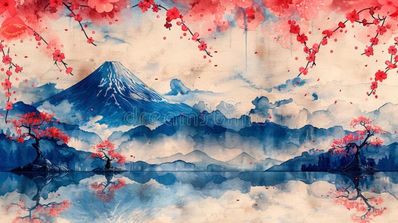 Decorative Japanese Background Stock Illustration - Illustration of ...