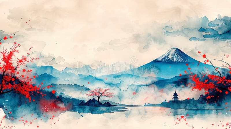 Decorative Japanese Background Stock Illustration - Illustration of ...