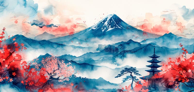 Decorative Japanese Background Stock Illustration - Illustration of ...