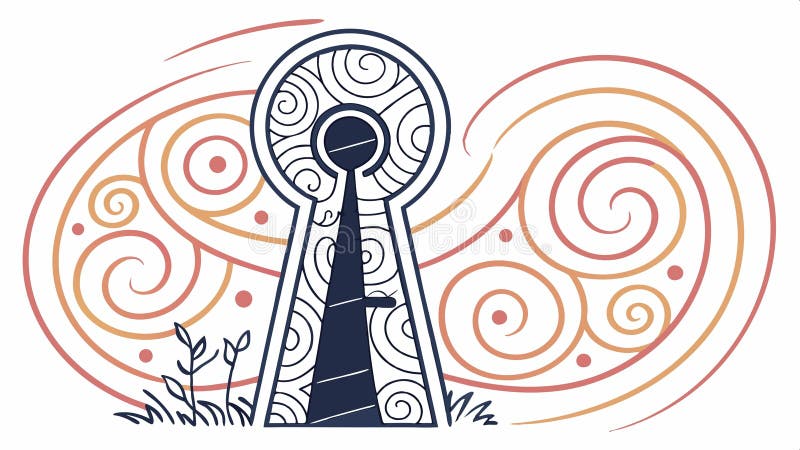 Decorative Keyhole Illustration with Detailed Ornate Swirling Patterns ...