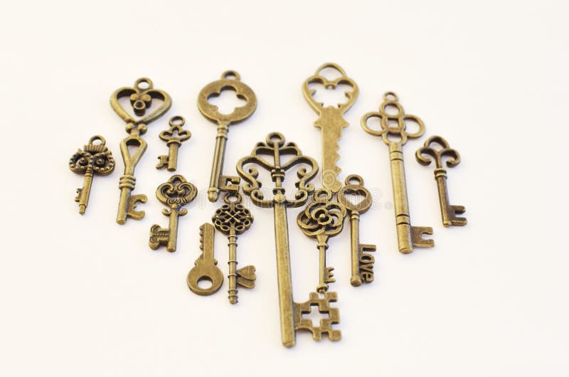 Decorative Keys of Different Sizes, Stylized Antique. Stock Image ...