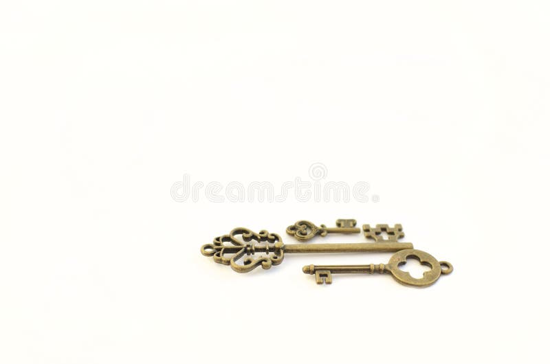 Decorative Keys of Different Sizes, Stylized Antique on a White ...