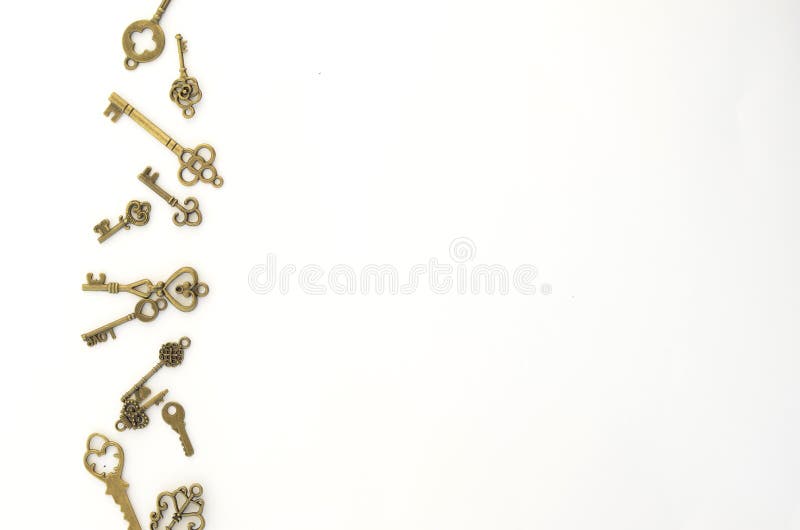 Decorative Keys of Different Sizes, Stylized Antique on a White ...