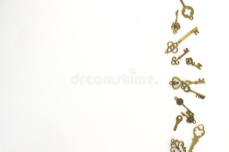 Decorative Keys of Different Sizes, Stylized Antique on a White ...