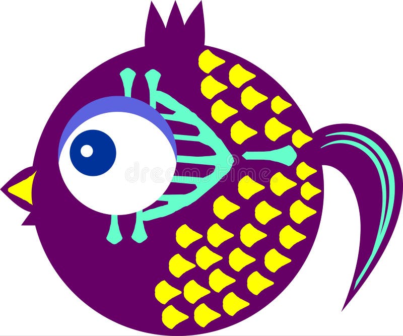 Cartoon violet fish stock vector. Illustration of drawings - 181263307