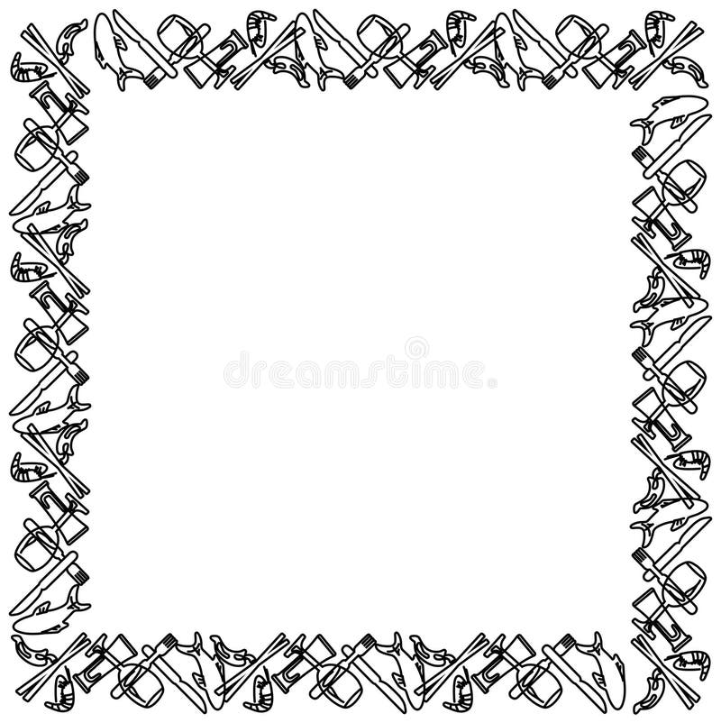 Decorative Kitchen Utensil Frame Border Design Stock Illustration ...