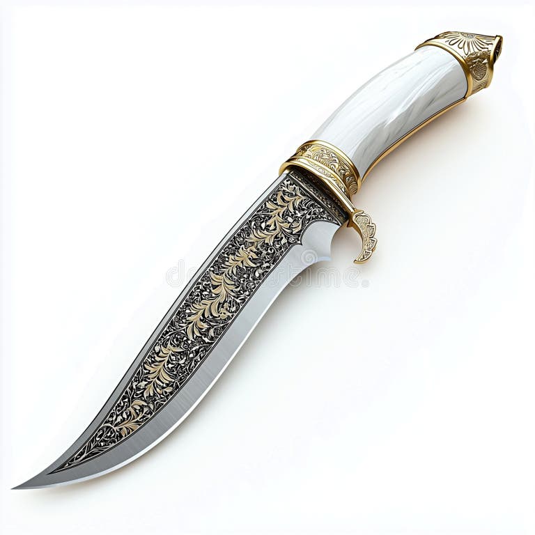 Ornate Decorative Knife with Gold Filigree Design Isolated on ...