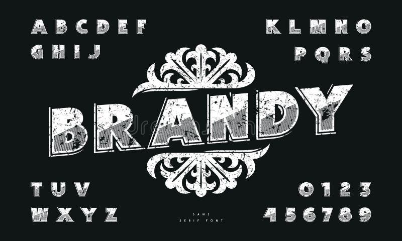 Decorative Label for Brandy and Decorative Sans Serif Font Stock Vector ...