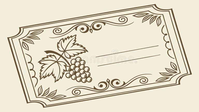 Decorative Label with Grapes and Scrollwork, Vineyard, Vector Design ...