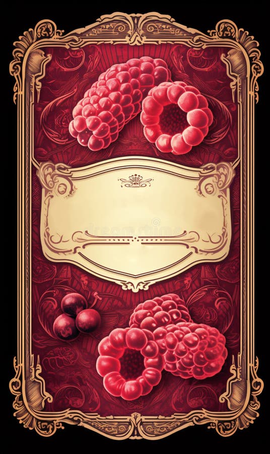 Decorative Label for Raspberry Jam or a Drink and Free Space for ...