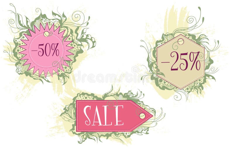 Decorative Labels of Various Shapes Stock Illustration - Illustration ...