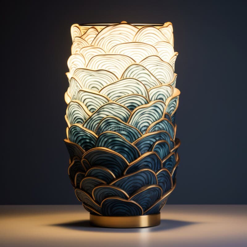 Blue Lamp with Fancy Pattern and Organic Wave Design Stock Illustration ...