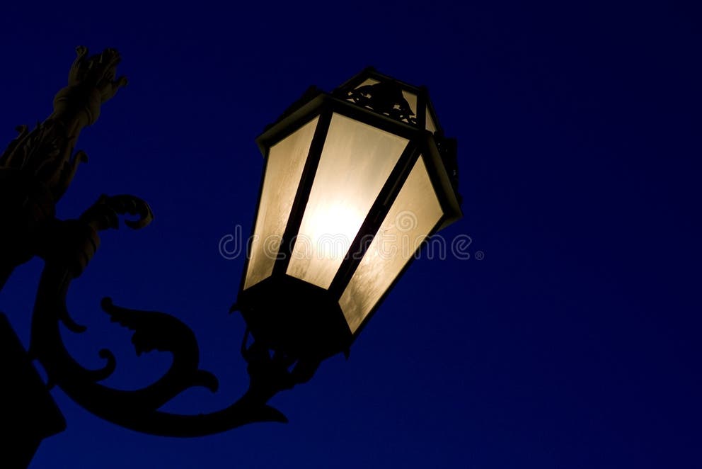 Decorative Lamp Post in the Night Stock Image - Image of street, night ...
