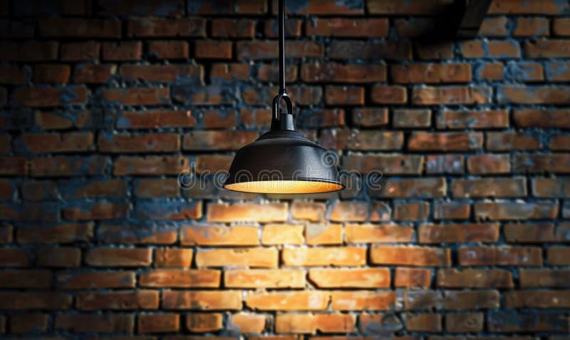 Decorative Lamp in the Shape of a Pyramid on a Brick Wall Stock ...
