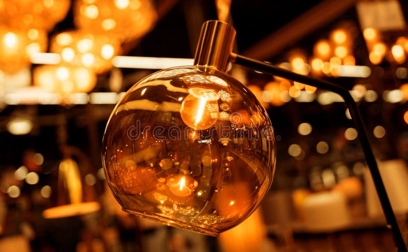 Decorative Lamps Background at the Showroom of a Large Store Stock ...