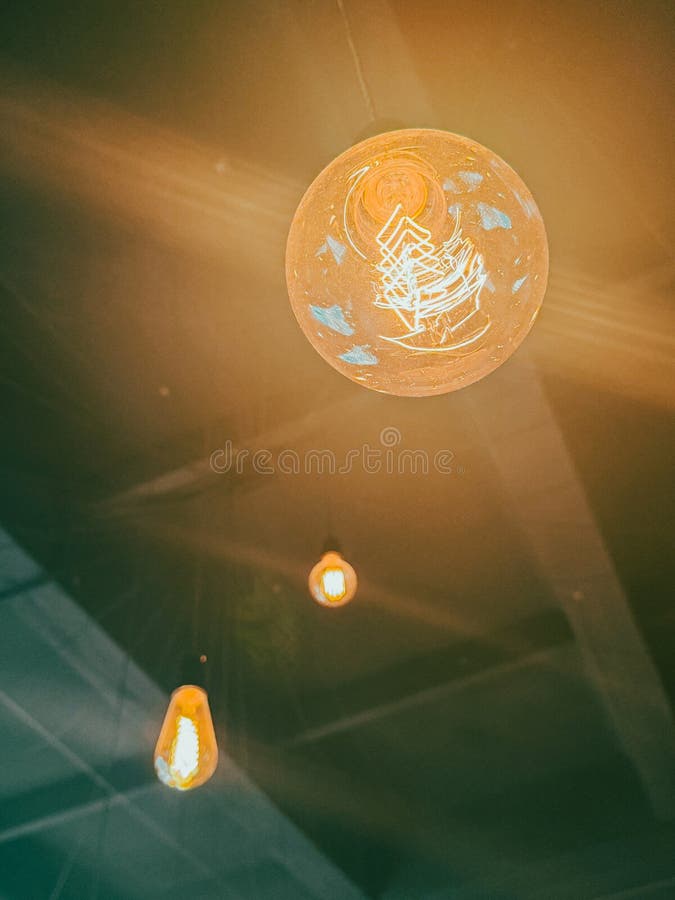 Decorative Lamps in a Cafe As a Background. Interior Stock Image ...