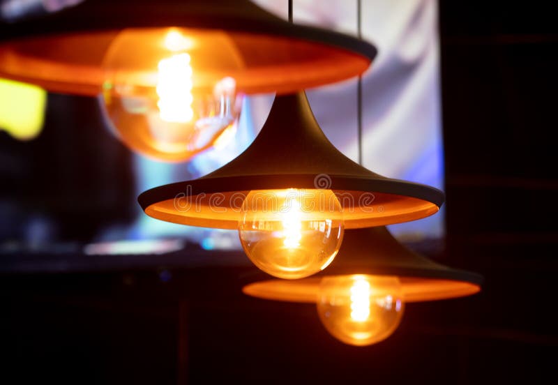 Decorative Lamps on the Ceiling in a Cafe. Stock Photo - Image of ...