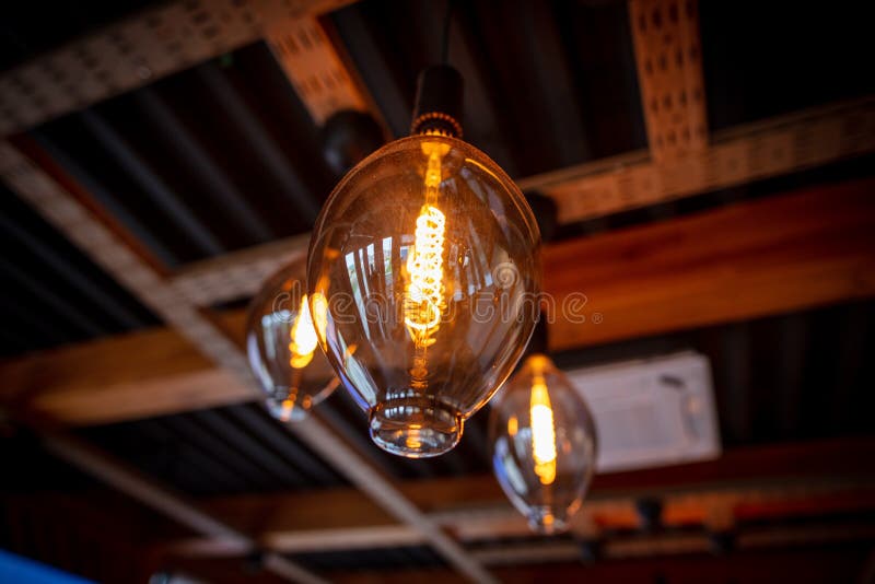 Decorative Lamps on the Ceiling in a Cafe. Stock Photo - Image of ...