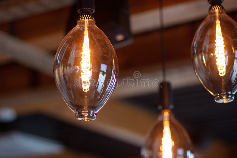 Decorative Lamps on the Ceiling in a Cafe. Stock Photo - Image of gold ...