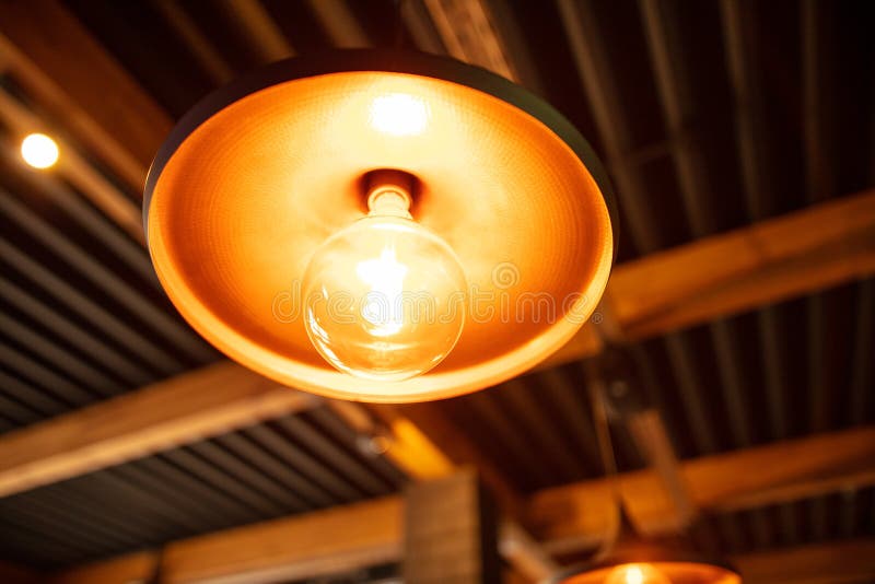 Decorative Lamps on the Ceiling in a Cafe. Stock Photo - Image of light ...
