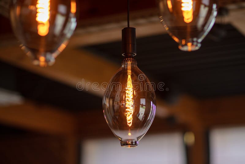 Decorative Lamps on the Ceiling in a Cafe. Stock Image - Image of ...