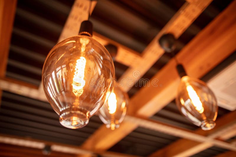 Decorative Lamps on the Ceiling in a Cafe. Stock Image - Image of lamp ...