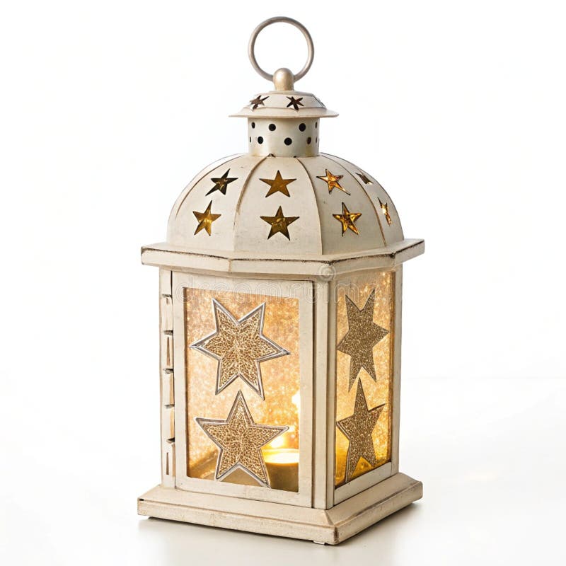 Decorative Lantern with Stars Isolated on White Background Stock ...