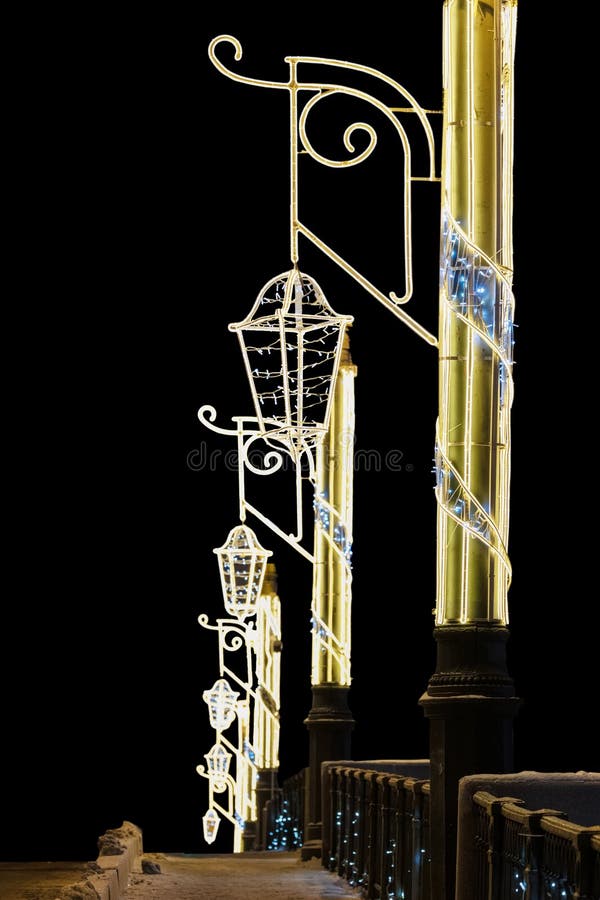 Decorative Lanterns on the Bridge Stock Image - Image of silhouette ...