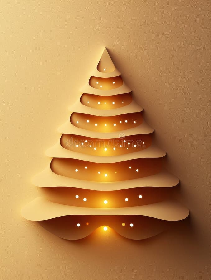 A Decorative Layered Paper Christmas Tree Features Soft Lighting ...