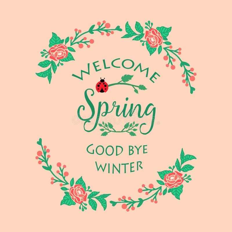 Decorative of Leaf and Floral Frame, for Welcome Spring Invitation Card ...