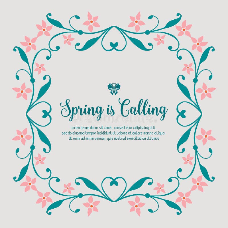 Decorative of Leaf and Flower Frame, for Modern Spring Calling Greeting ...
