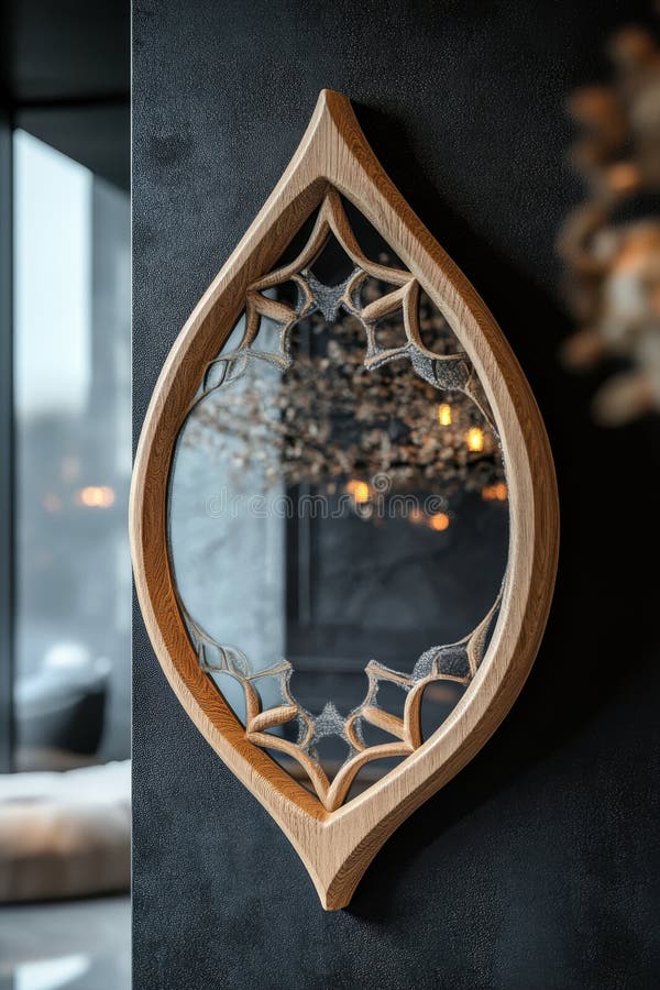 Decorative Leaf-shaped Mirror Reflecting Ambient Light in a Modern ...