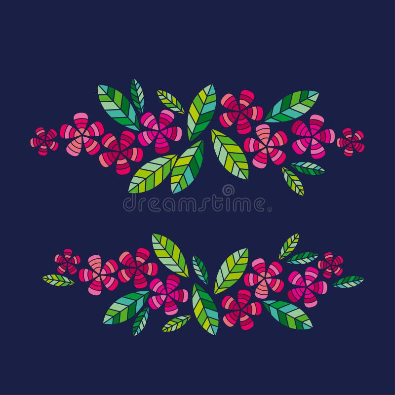 Decorative Leave and Flower Design Element. Stock Vector - Illustration ...