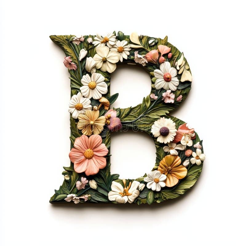 A Decorative Letter "B" Adorned with Colorful Flowers and Greenery ...
