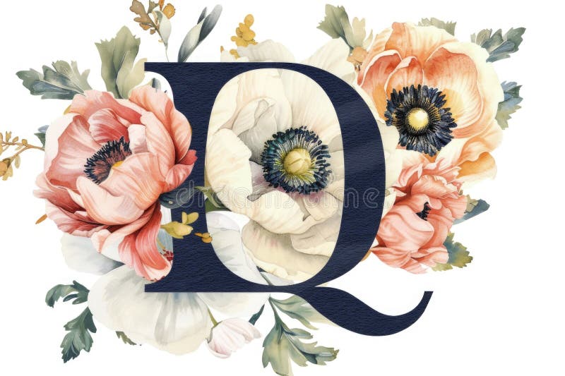 Decorative Letter D with Floral Elements, Suitable for Design Projects ...