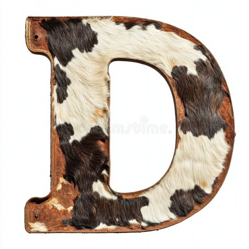 A Decorative Letter "D" Made of Cowhide with a Rustic Wooden Frame ...