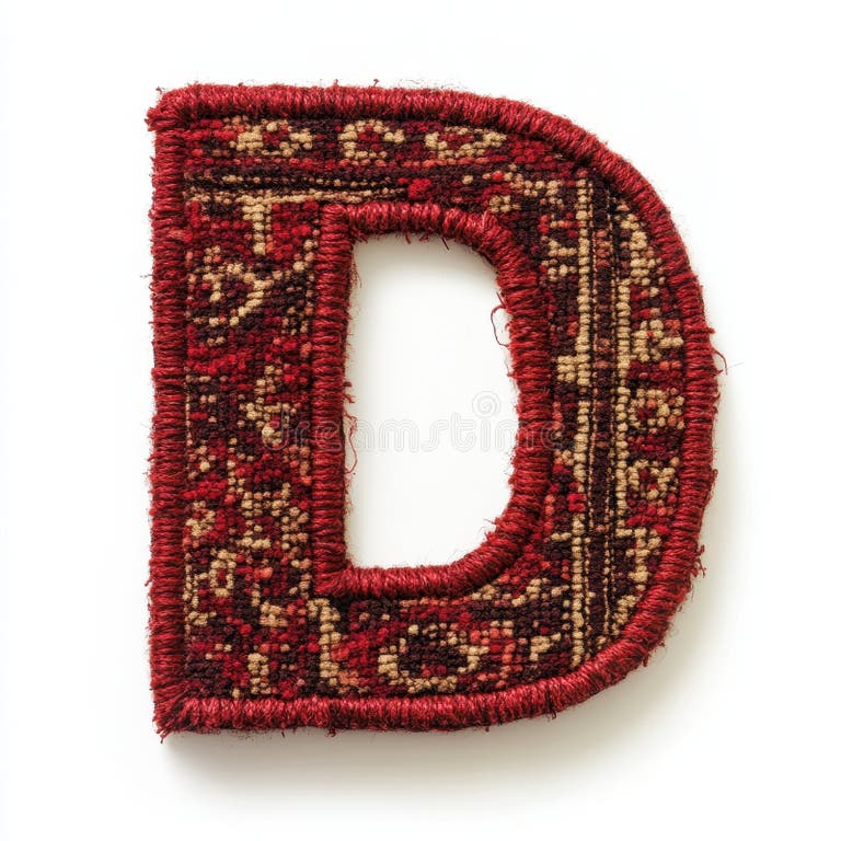 A Decorative Letter "D" Made from a Textured, Patterned Fabric in Rich ...