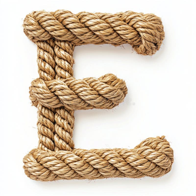 Decorative Letter E Crafted Ropes Isolated Clean White Background ...