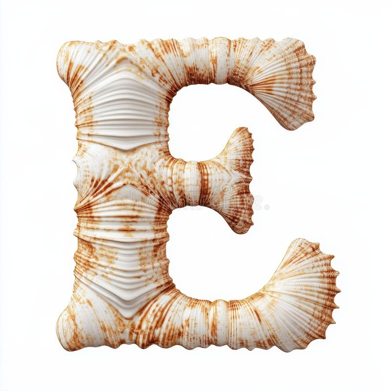 A Decorative Letter "E" Designed with a Shell Texture Stock ...