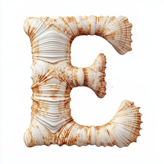 A Decorative Letter "E" Designed with a Shell Texture Stock ...