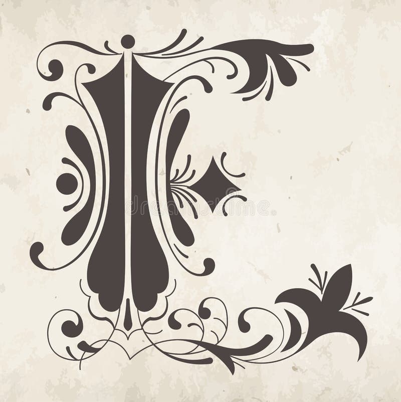 Decorative letter E stock vector. Illustration of renaissance - 256173358