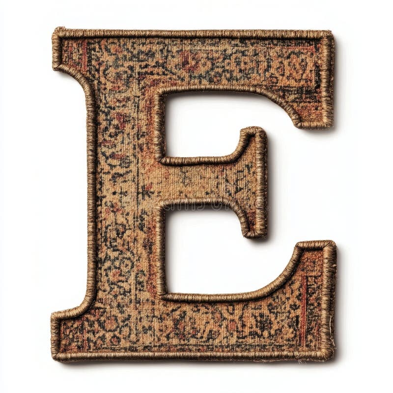 A Decorative Letter "E" Styled with Ornate Patterns and Textures Stock ...