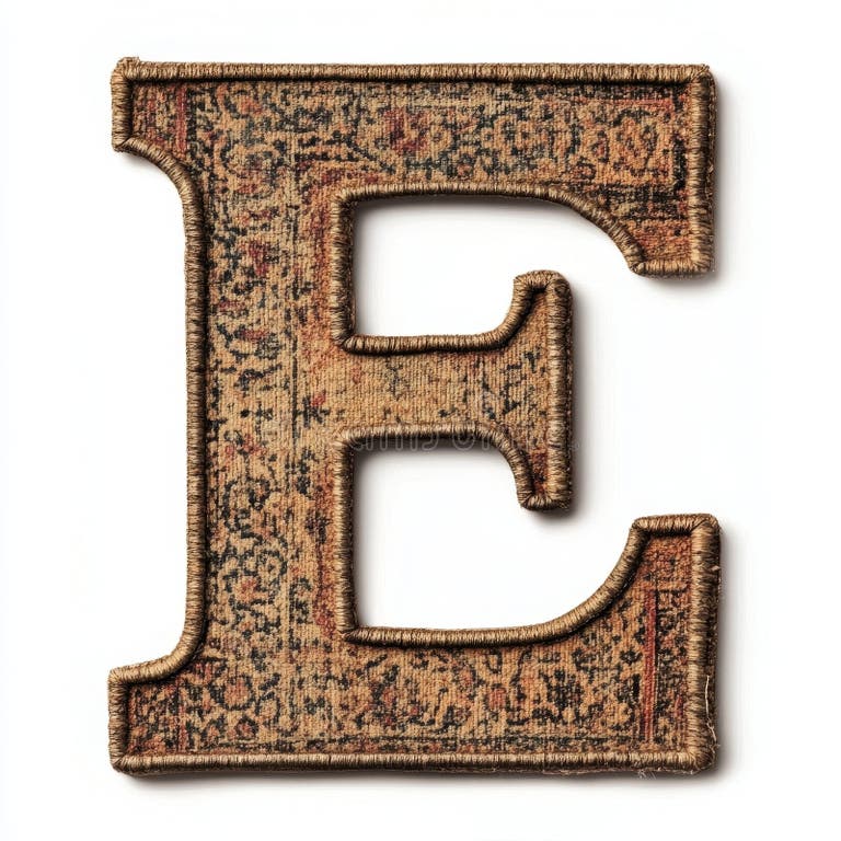 A Decorative Letter "E" Styled with Ornate Patterns and Textures Stock ...