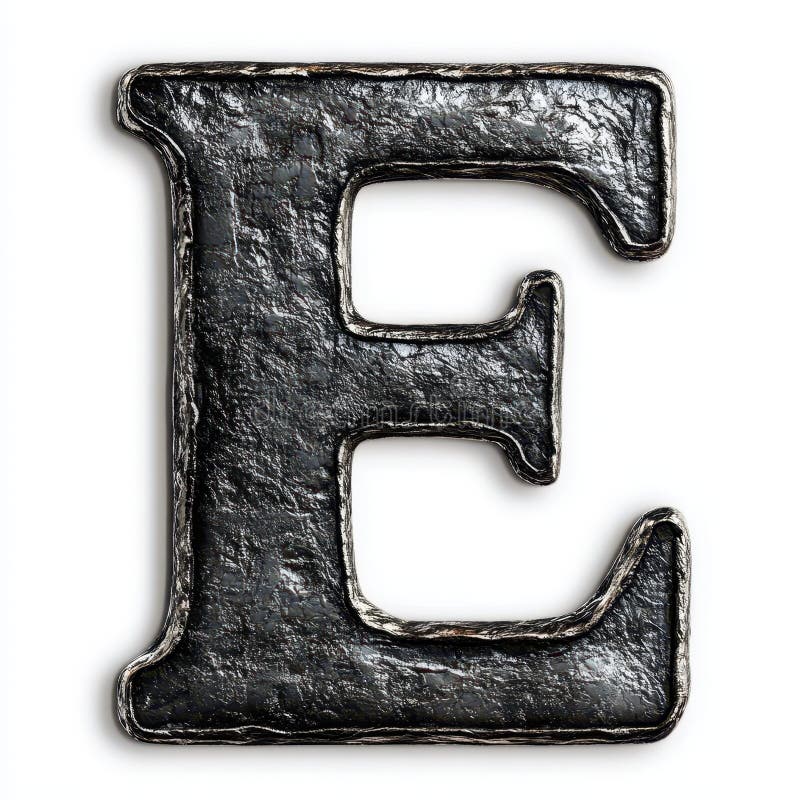 A Decorative Letter "E" in a Textured Black Finish, Suitable for Design ...