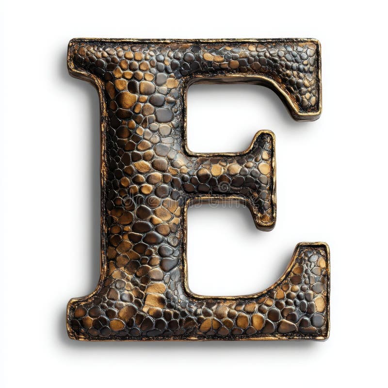 A Decorative Letter "E" with a Textured, Reptile-like Finish Stock ...