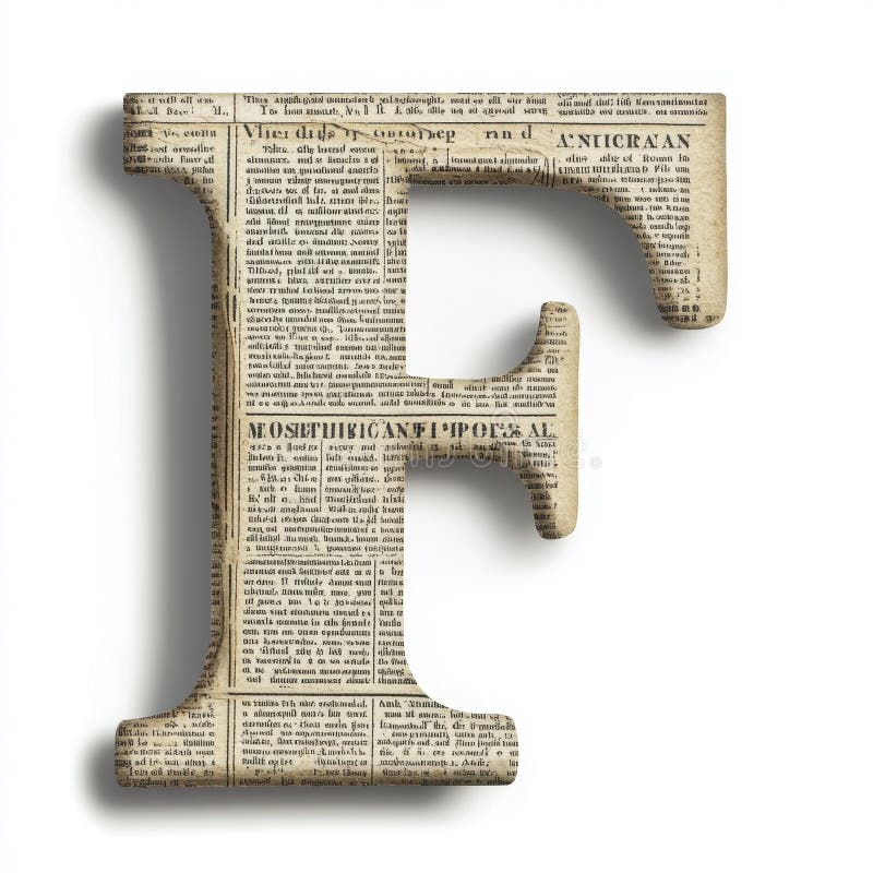A Decorative Letter "F" Made of Newspaper Print, Emphasizing Typography ...