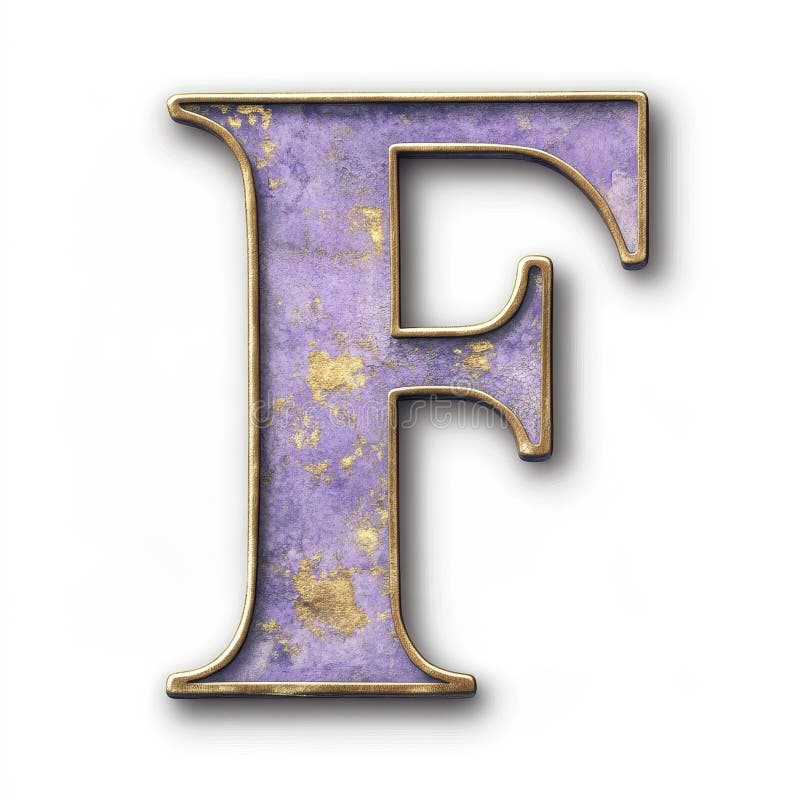 A Decorative Letter "F" in Purple with a Textured, Weathered Appearance ...