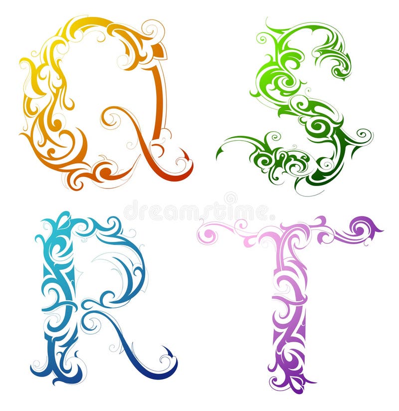 Decorative Letter Font Type Stock Vector - Illustration of graphic ...