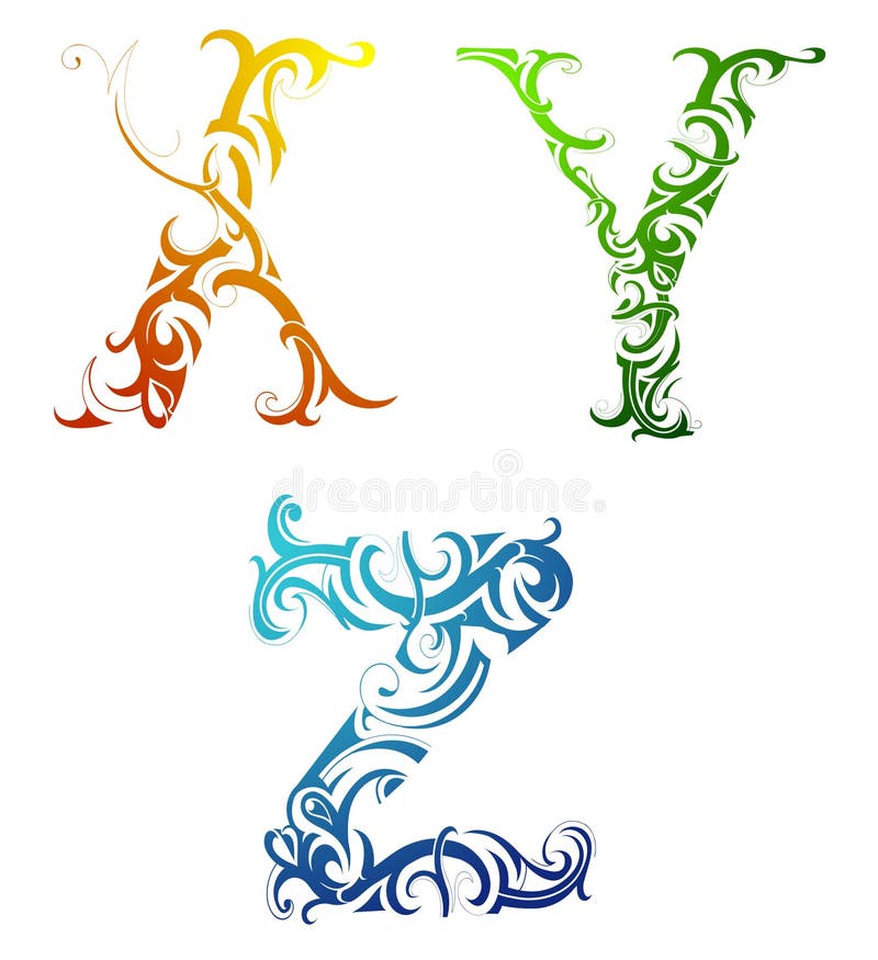 Decorative Letter Font Type Stock Vector - Illustration of font ...