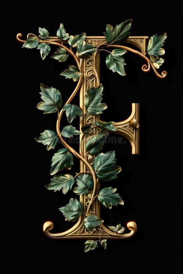 A Decorative Letter with Intricate Design of Leaves and Vines on a ...
